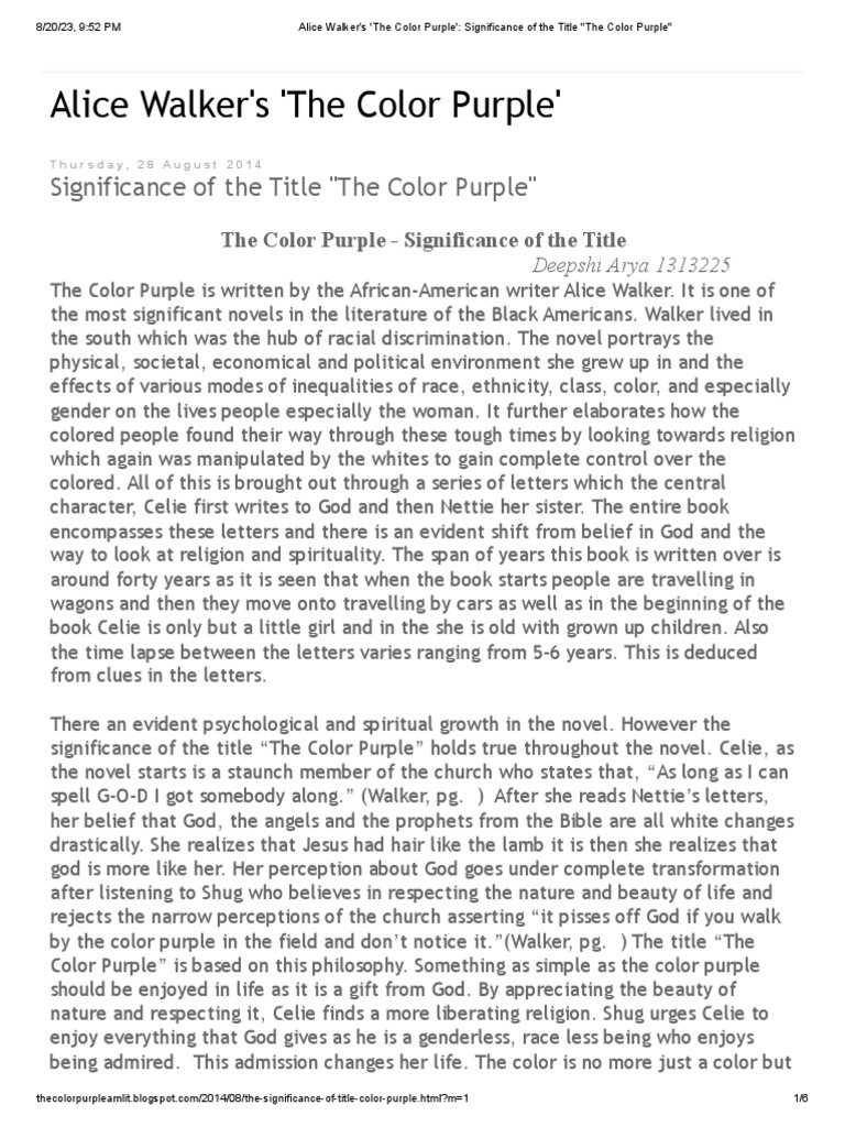 Significance of "The Color Purple" | PDF