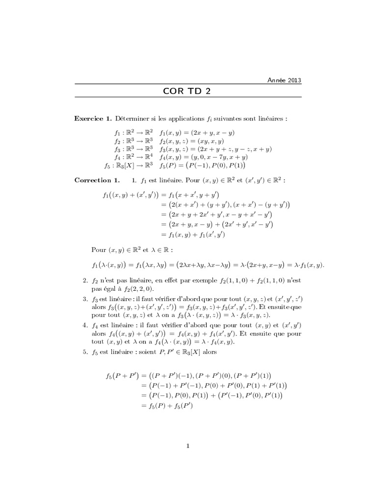 TD2 Algebre Lineaire Cool | PDF