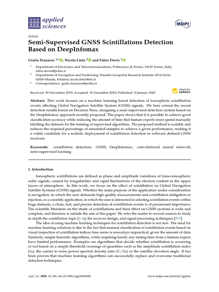Semi-Supervised GNSS Scintillations Detection | PDF