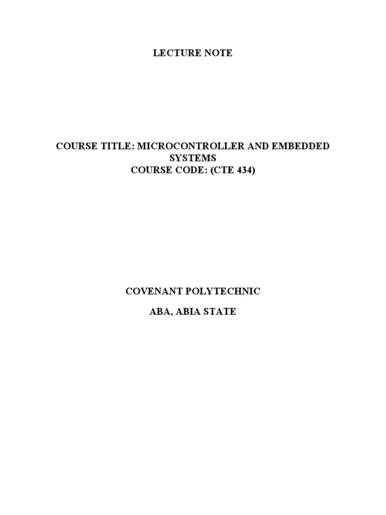 Lecture Note - Cte 434 - Embedded System | PDF