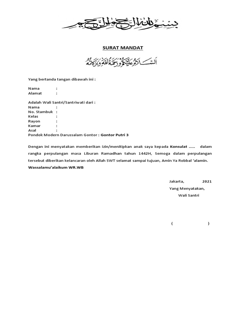 SURAT MANDAT Kosong | PDF