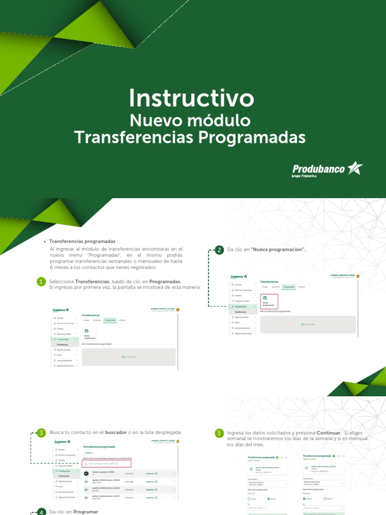 Nuevo Modulo Transferencias Programadas Produbanco | PDF | Informática