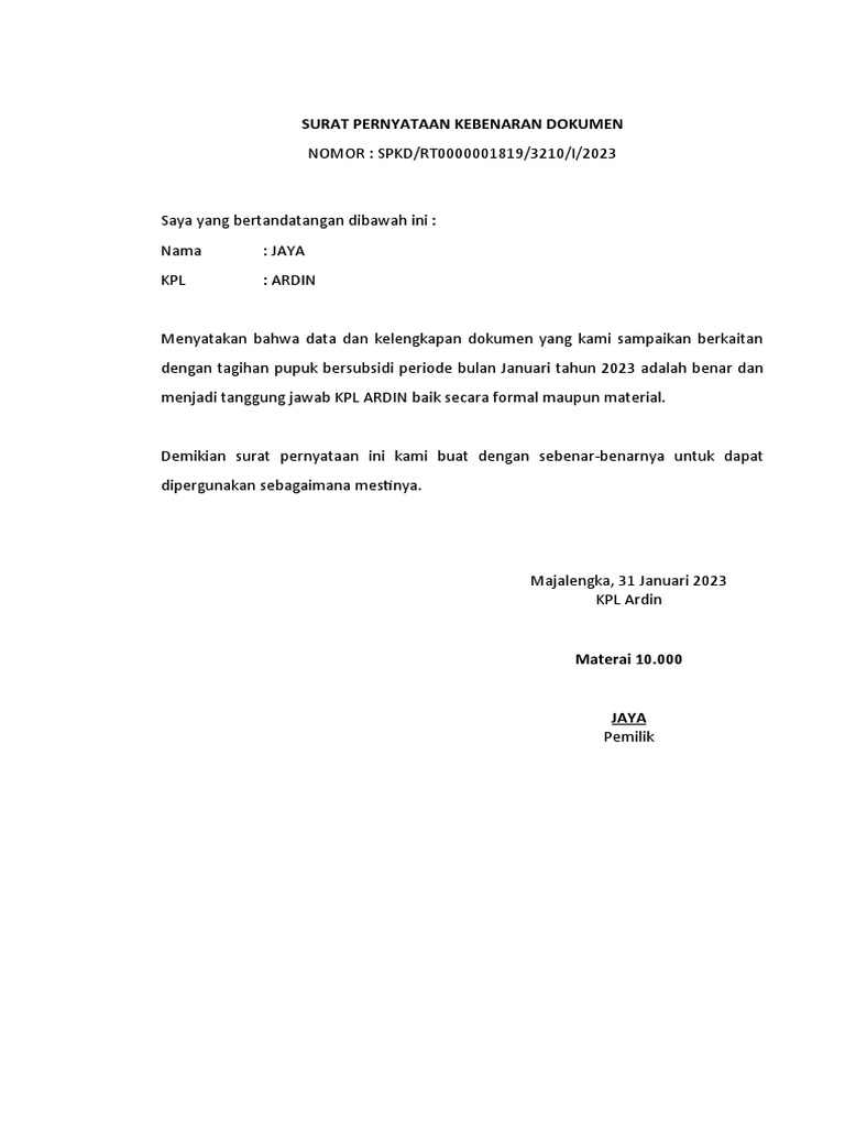 Contoh SPKD 2023 | PDF