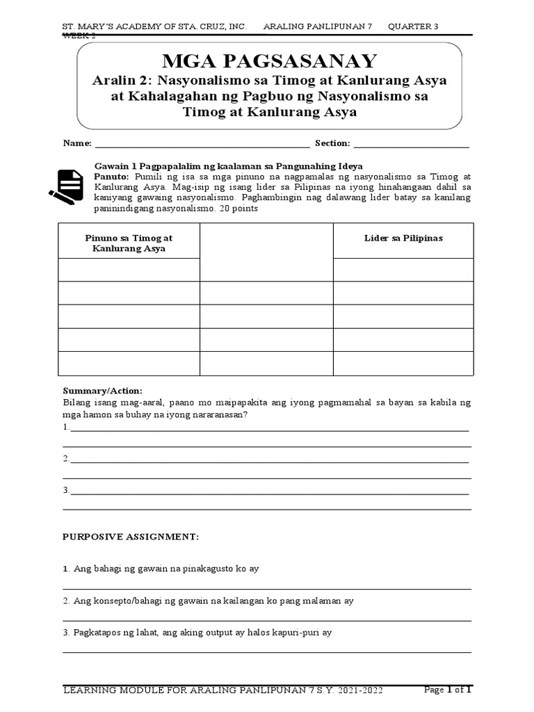 AP 7 Q3 W2 Activity Sheet | PDF