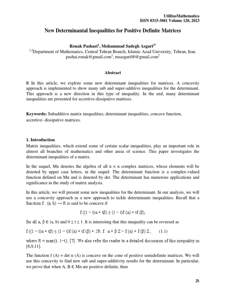 Journal of Mathematics | PDF | Determinant | Matrix (Mathematics)