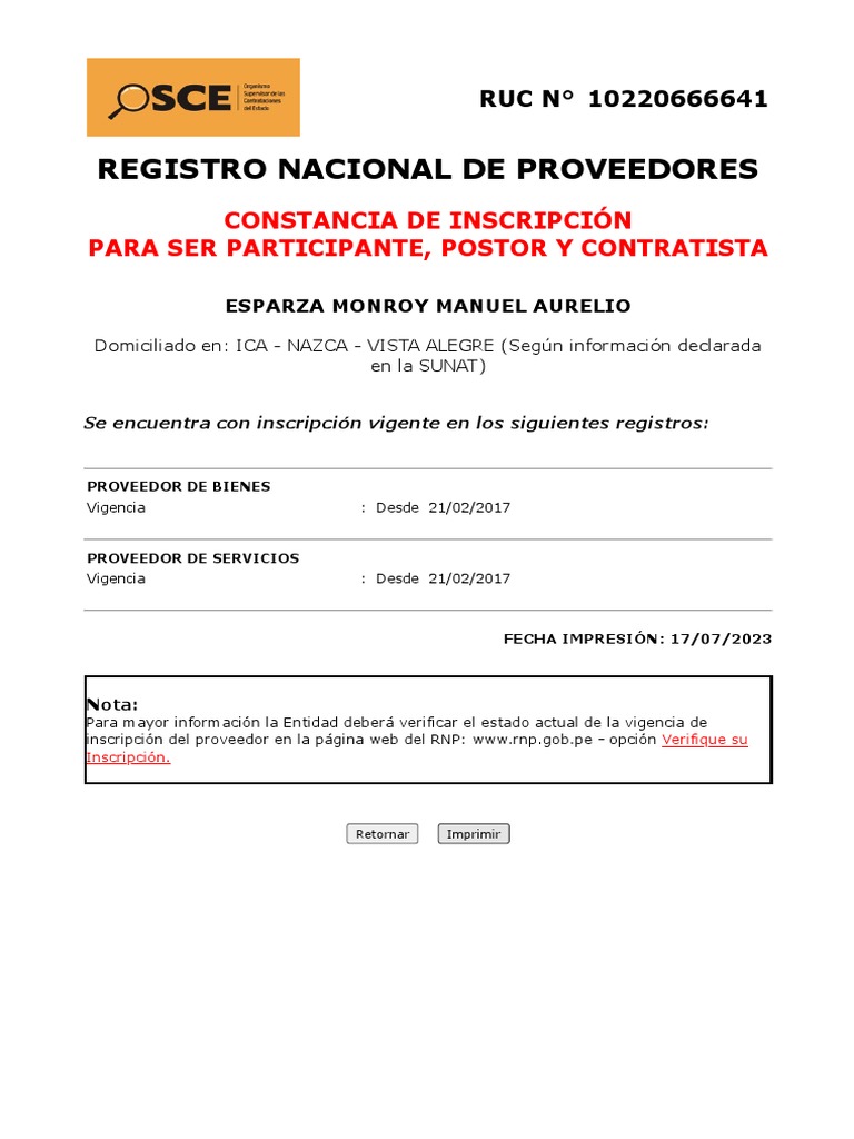 Constancia Del RNP | PDF