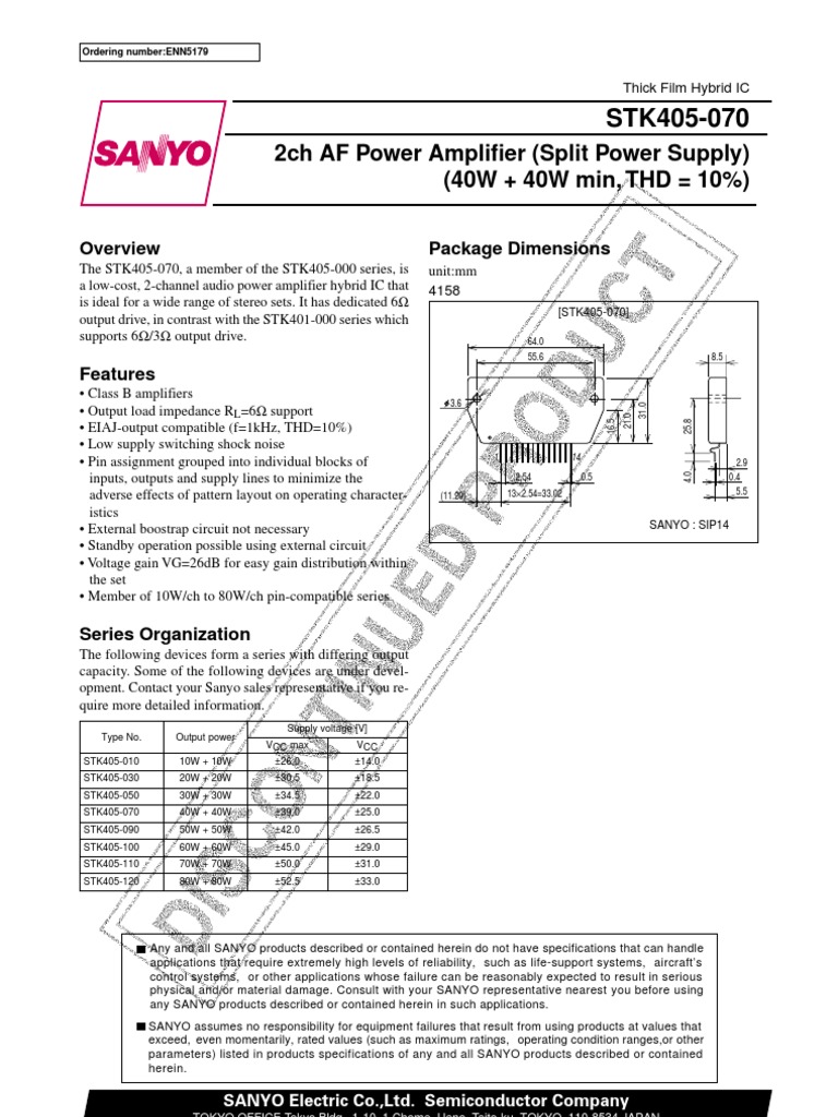413 10566 0 STK405 070 | PDF | Transistor | Amplifier