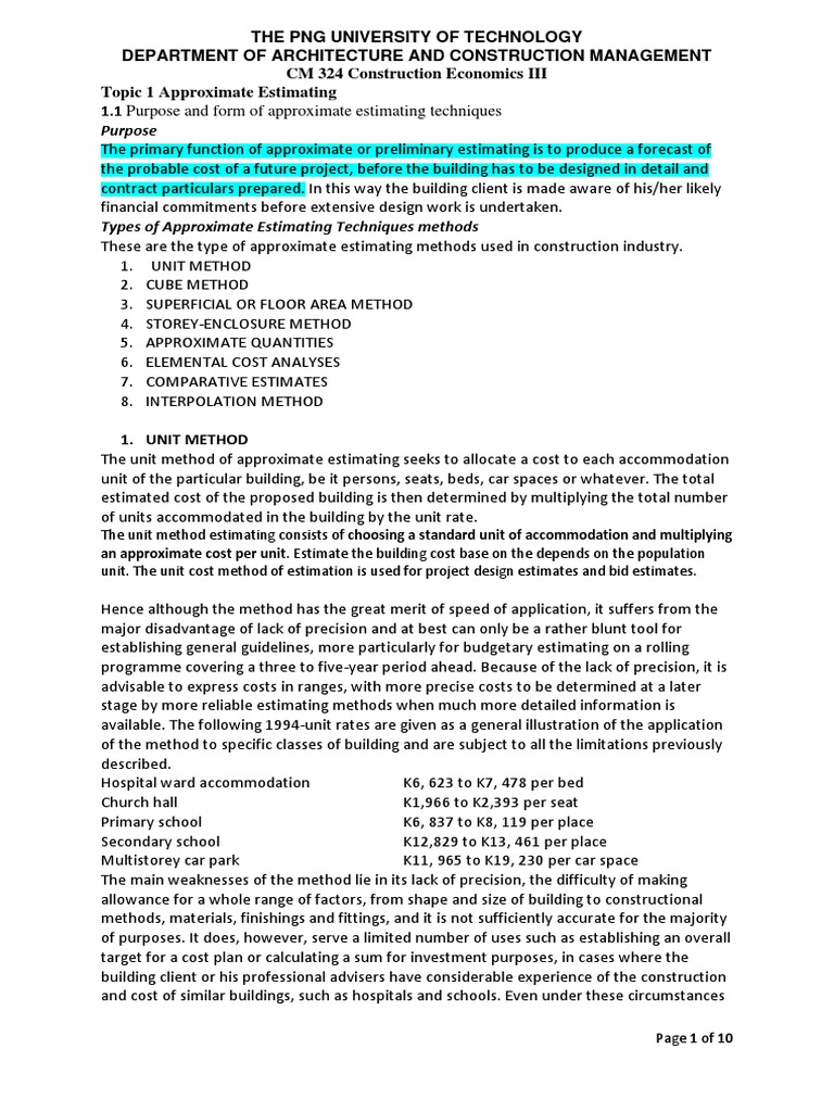 Topic 1 Approximate Estimating | PDF