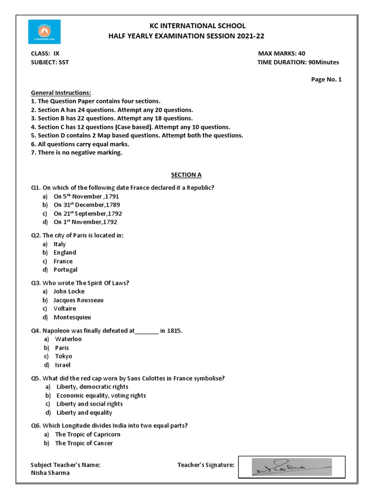 Hye STD 9 SST1 | PDF
