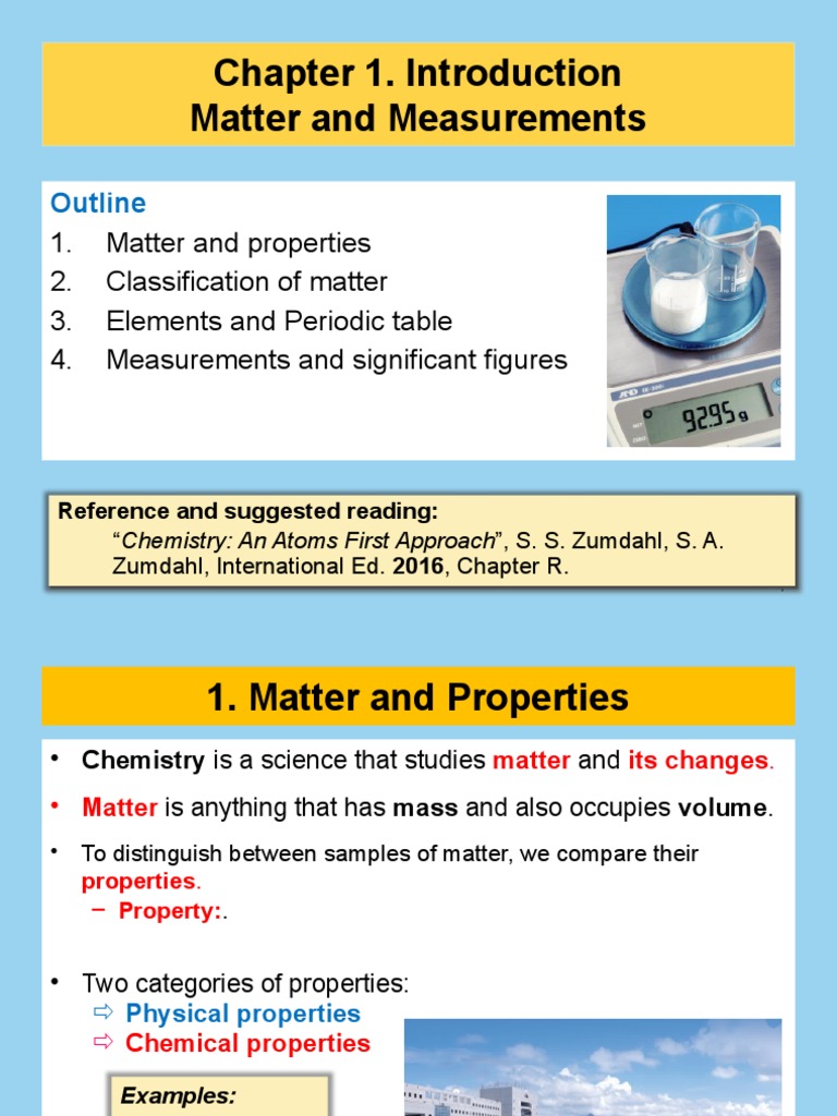 Chapter 1 - Matter and Measurement - 548154241 | PDF | Significant Figures | Chemical Elements