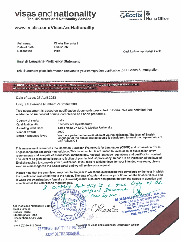 ECCTIS english Proficiency 3 page | PDF