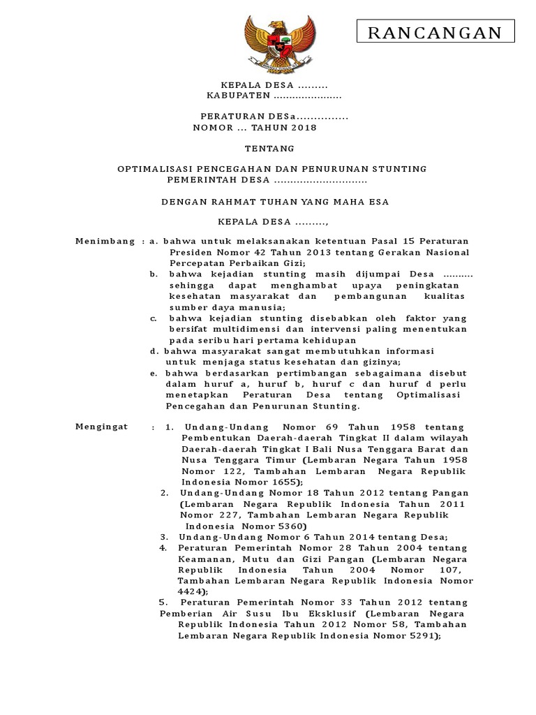 Contoh Perdes Stunting | PDF