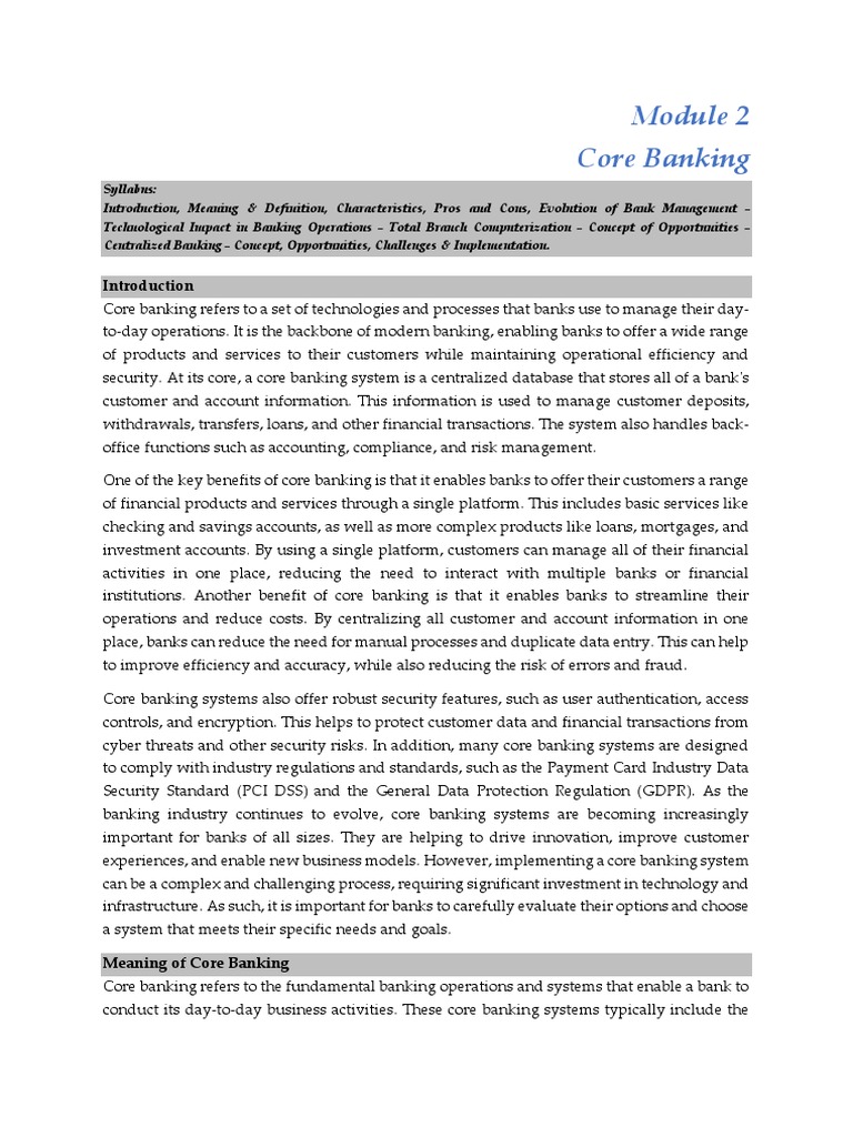 Core Banking | PDF