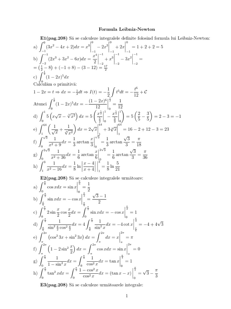 Calculus Integrals Using Leibniz-Newton | PDF