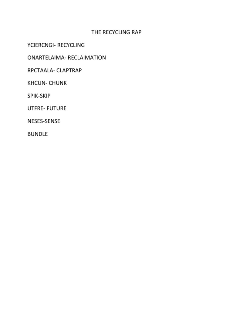 The Recycling Rap | PDF