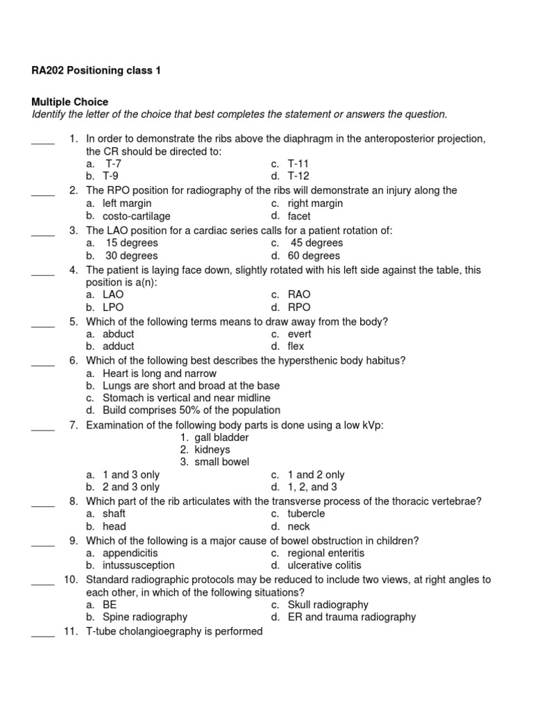 RA202 Positioning Class One | PDF