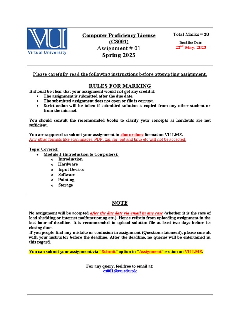 CS001 Assignment 1 | PDF