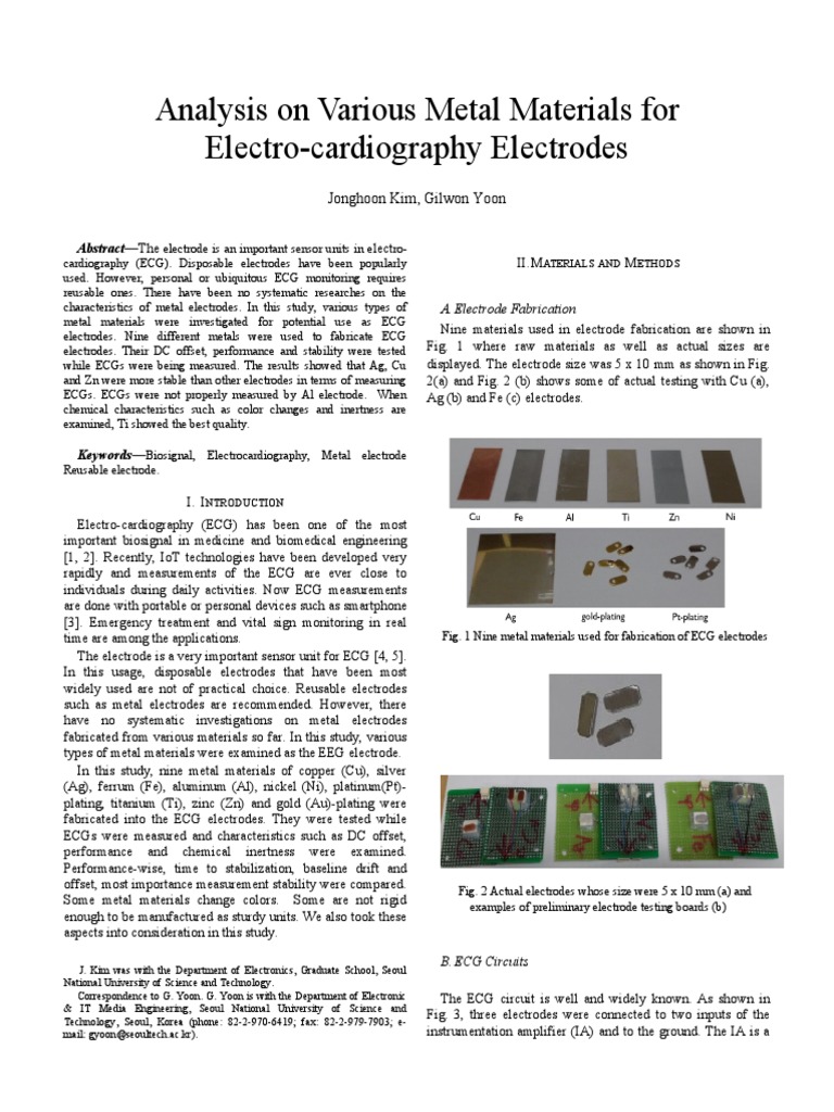 Analysis On Various Metal Materials For Electro-Cardiography Electrodes | PDF