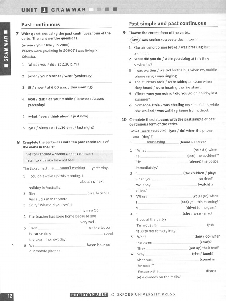 BACH1 - Unit - 1 - Grammar - Past Simple e Continuo | PDF