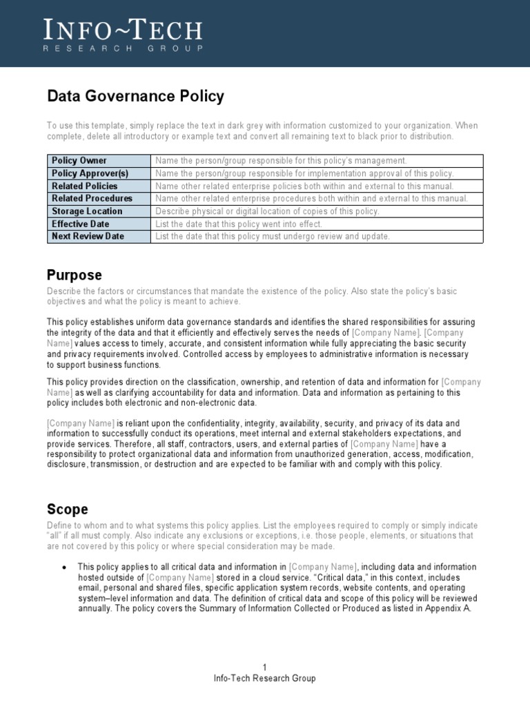 07-Data-Governance-Policy | PDF | Regulatory Compliance | Information ...
