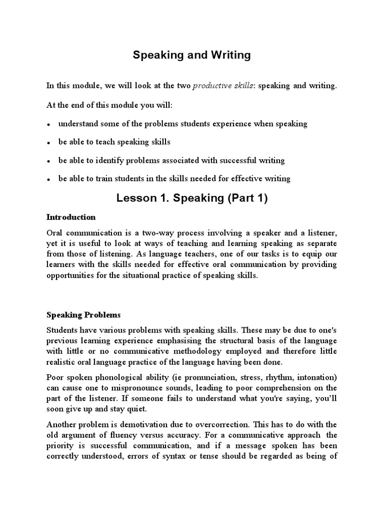 MODULE 3.3 - Speaking and Writing | PDF | Stress (Linguistics) | English Language