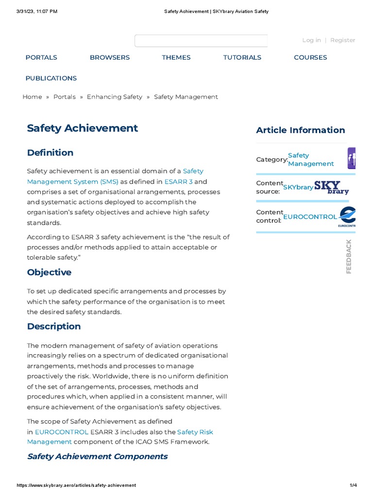 Safety Achievement _ SKYbrary Aviation Safety | PDF | Safety | Risk