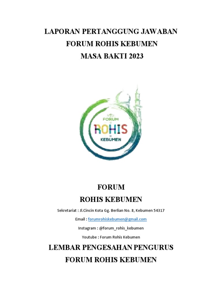 Laporan Pertanggung Jawaban Forum Rohis Kebumen Masa Bakti 2023 | PDF