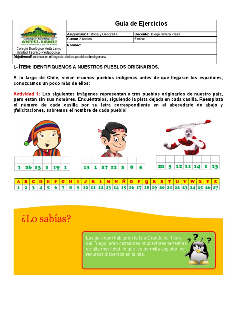 Guía de Actividad 2 Básico. Legado de Los Pueblos Originarios | PDF