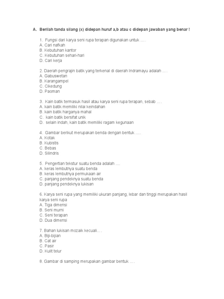 Contoh Soal Uas SBK | PDF | Seni