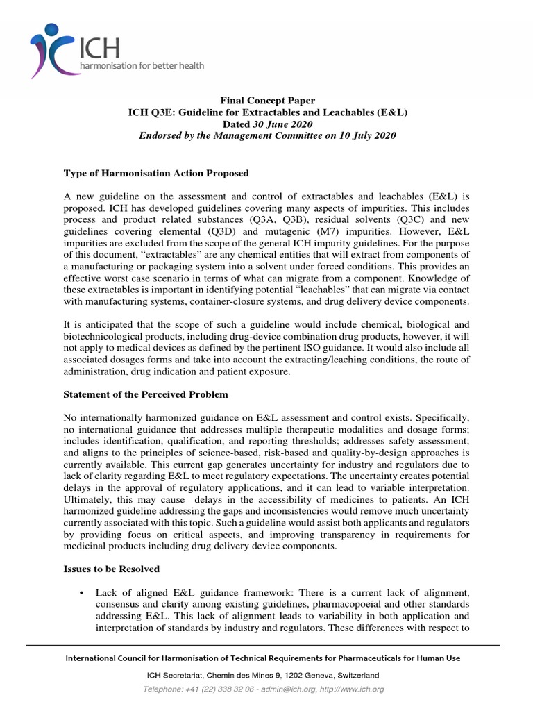 ICH Q3E ConceptPaper 2020 0710 | PDF | Health Care | Medicine