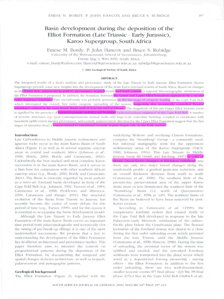 Basin development during the deposition of the Elliot Formation (Late ...