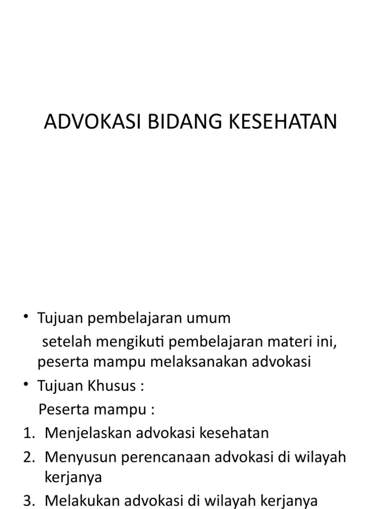 Advokasi Bidang Kesehatan Pdf