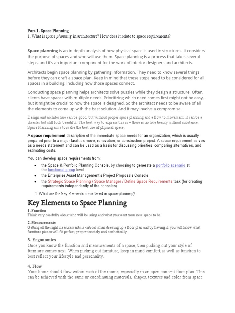 Design 1 Space Planning | PDF | Space | Architect
