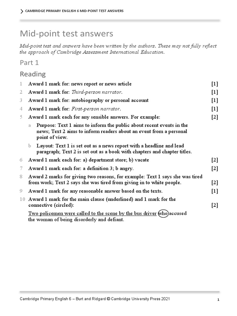 Pri Eng 2ed tr6 Midpoint Test Ans Ed | PDF | Narration | Language Mechanics