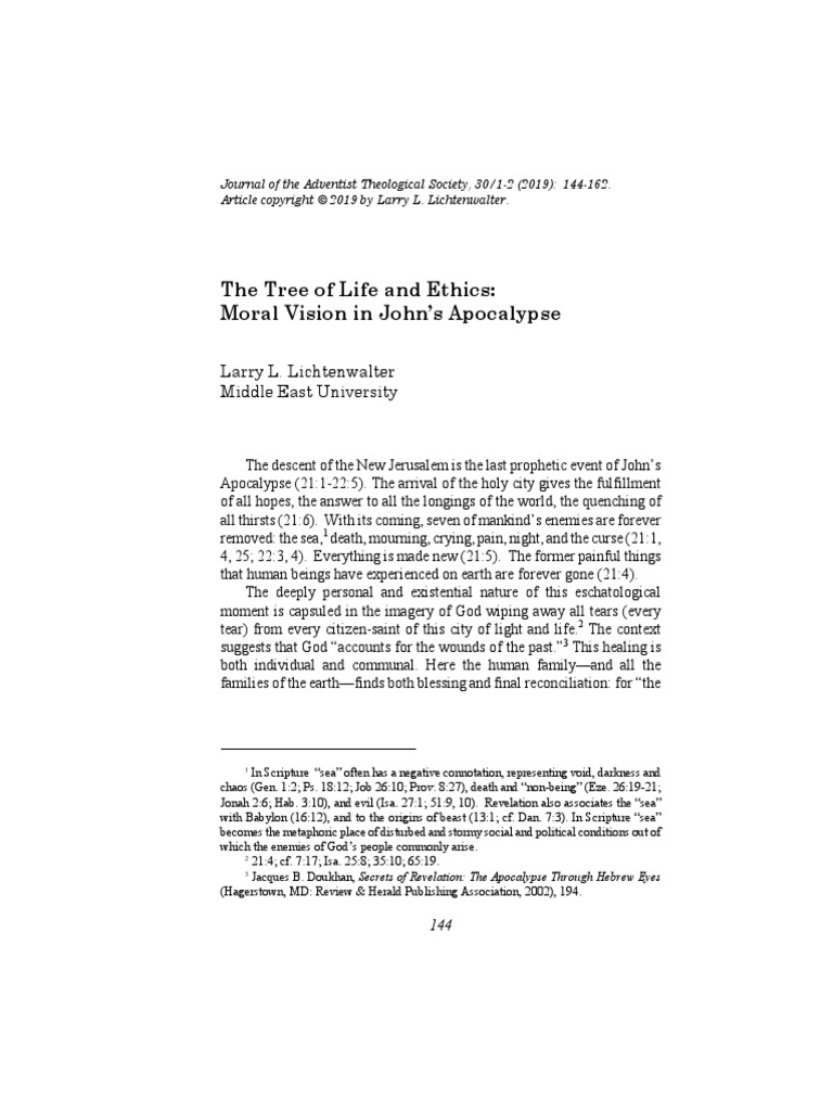 The Tree of Life and Ethics Moral Vision in Johns Apocalypse | PDF