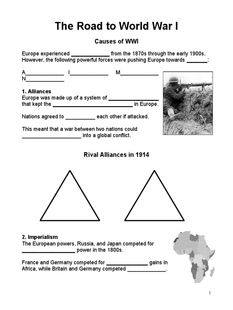Road To WWI Guided Notes | PDF | Allies Of World War I | Central Powers