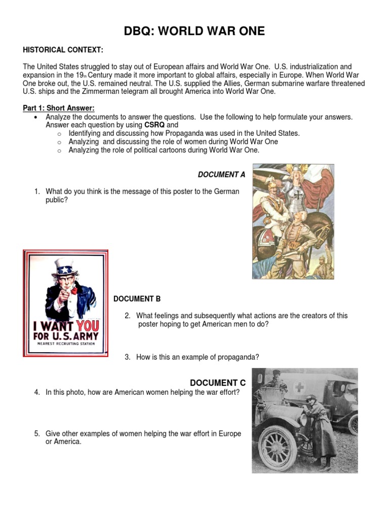 DBQ WW1 | PDF | World War I | Propaganda