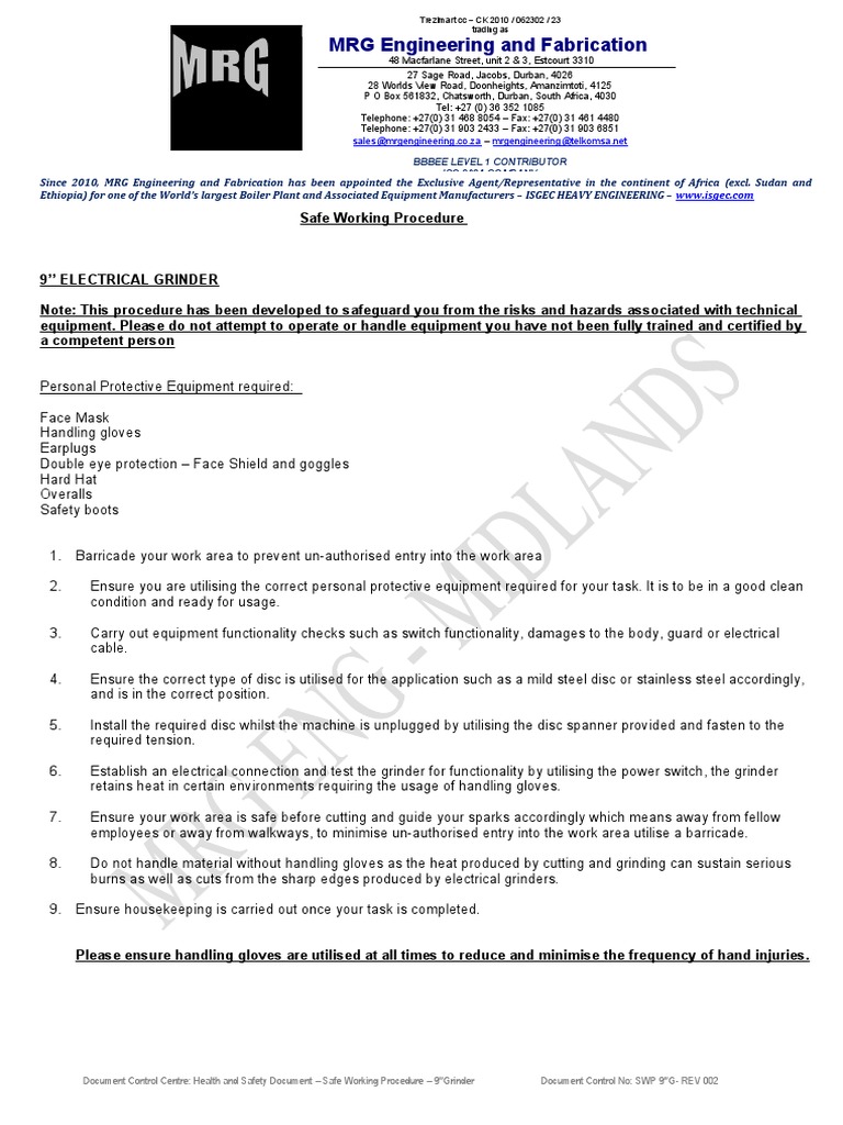 SWP - 9'' Grinder | PDF