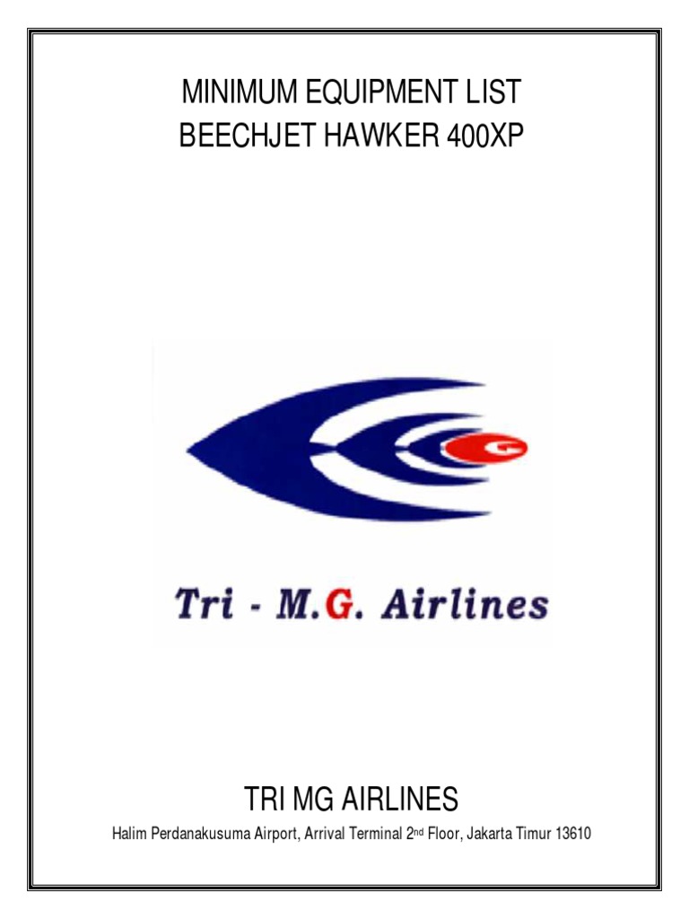 Beechjet 400A Minimum Equipment List | PDF | Visual Flight Rules ...
