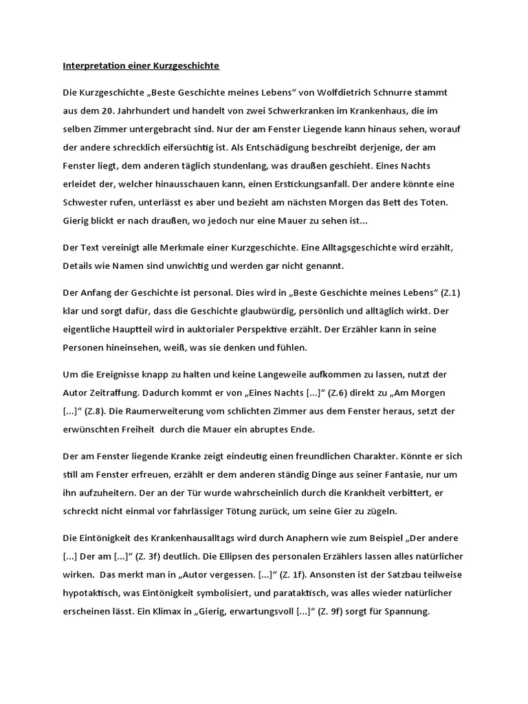 Interpretation Einer Kurzgeschichte | PDF