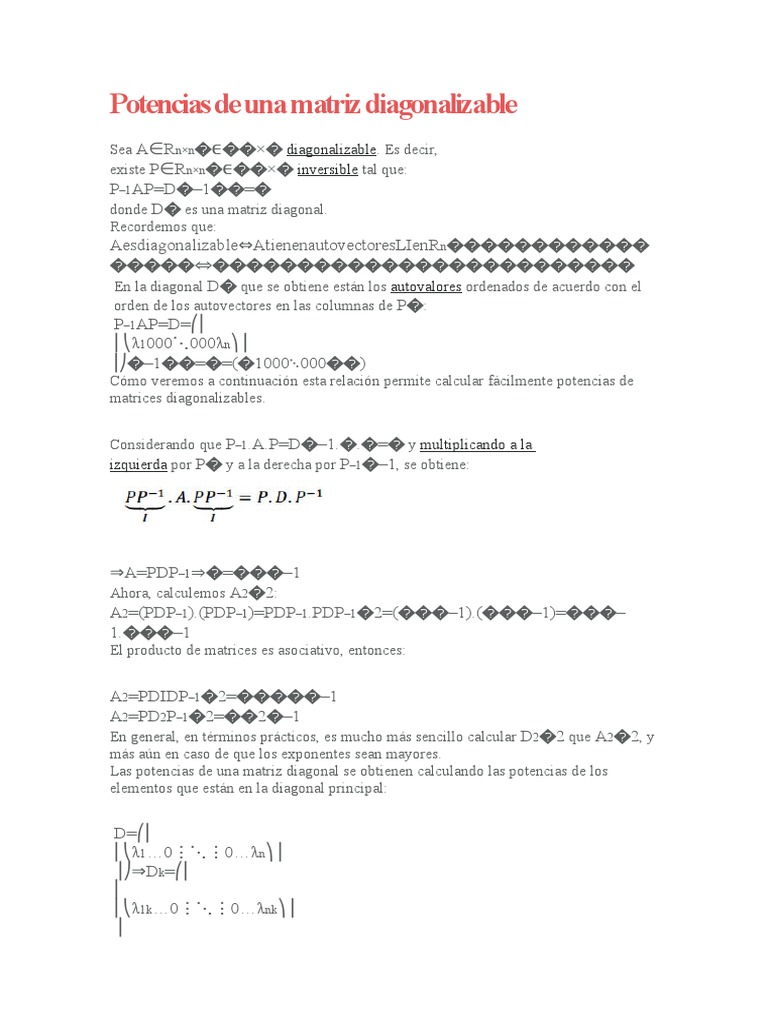 Potencias de Una Matriz Diagonalizable | PDF