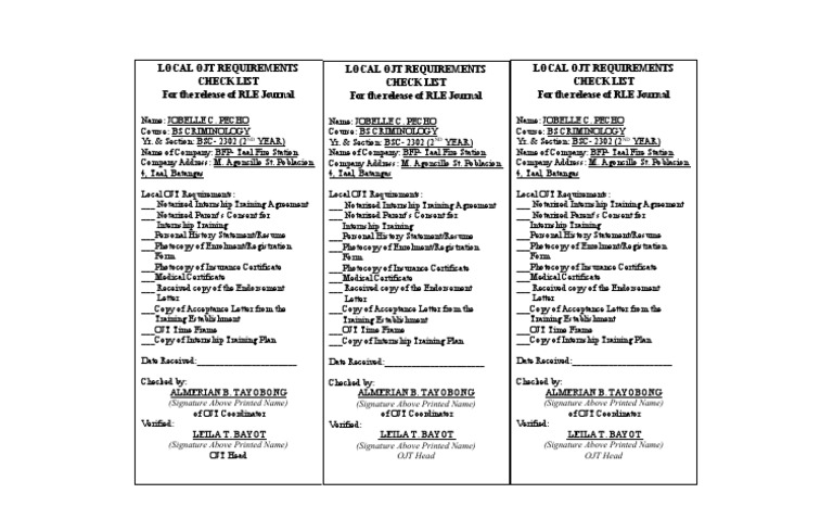 Pre-OJT-Requirements-Checklist (2) | PDF