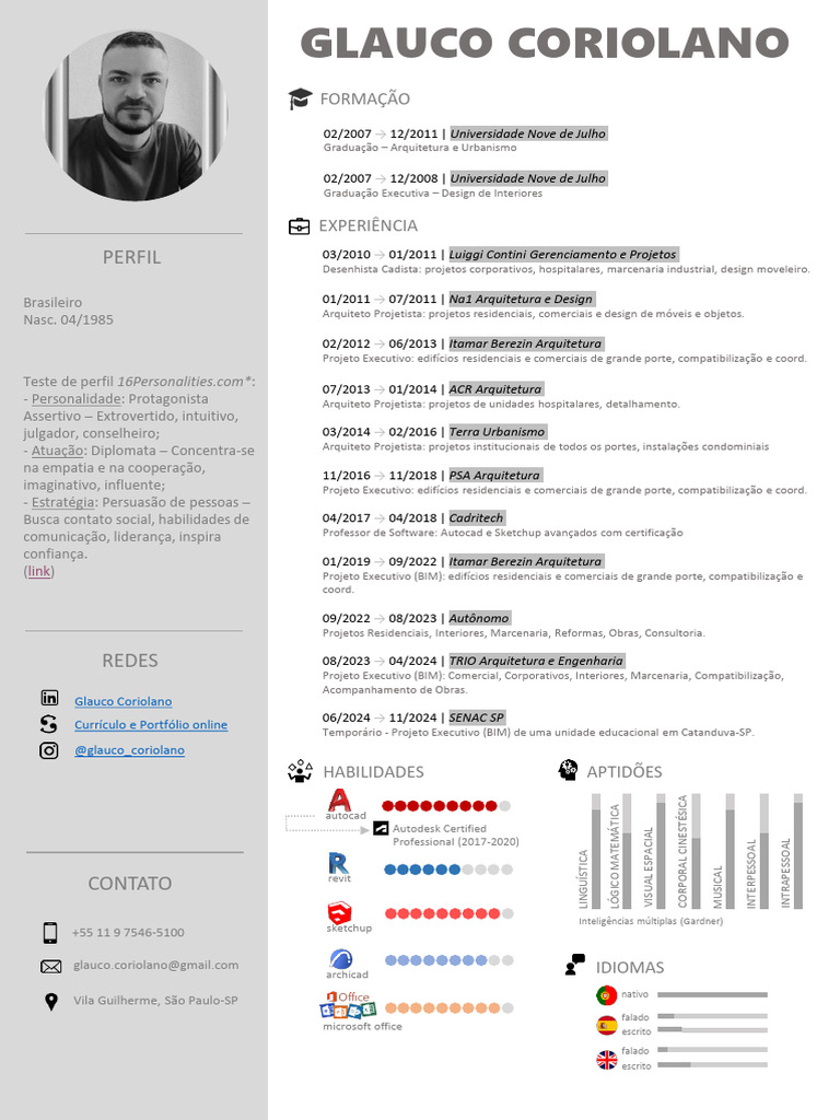 CV+PF Glauco Coriolano 2024 02 | PDF | BIM | SketchUp