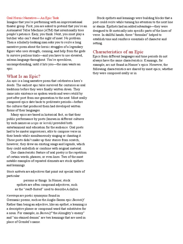 Oral Heroic Narrative | PDF | Epic Poetry | Poetry