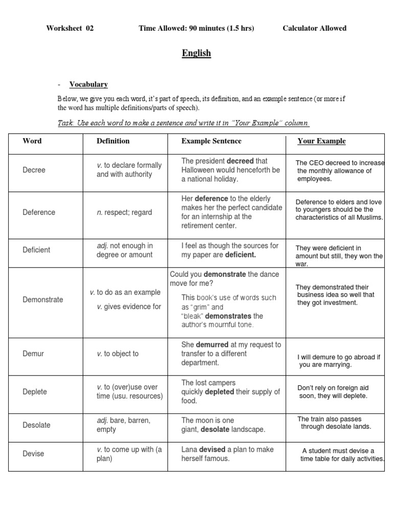 NOP Worksheet 2 | PDF