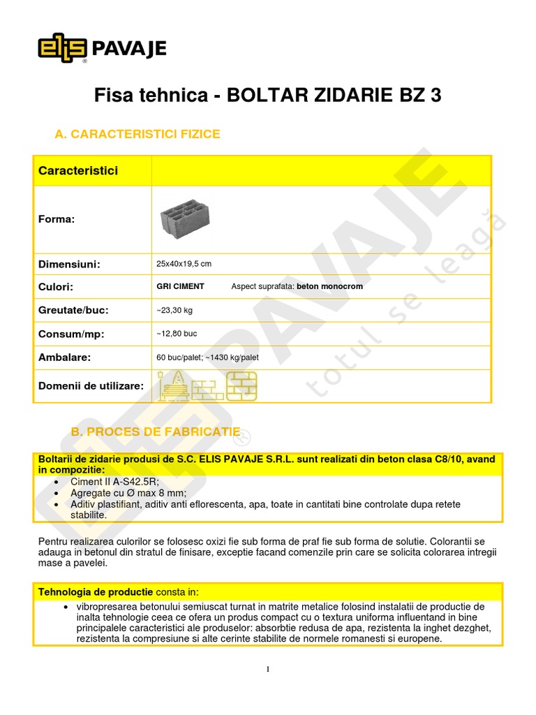 Fisa Tehnica - Boltar Zidarie BZ 3 | PDF