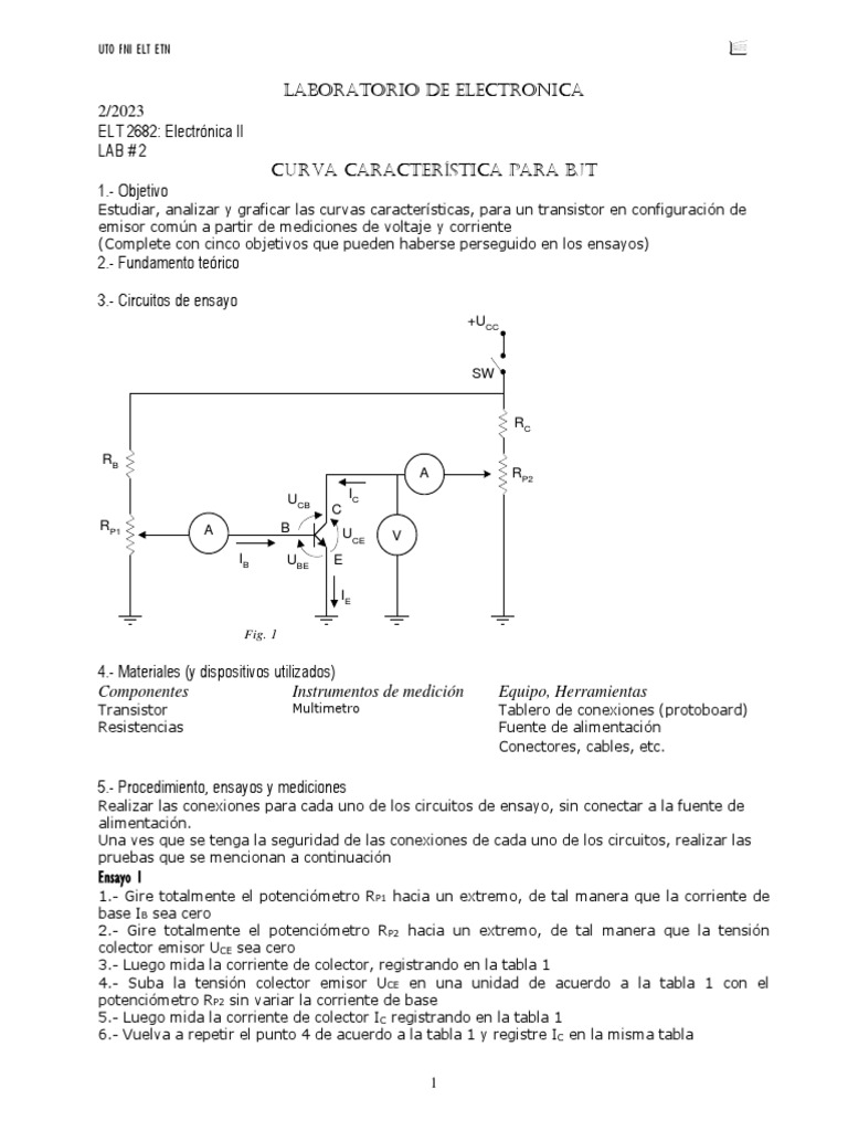 Curvas Características del BJT | PDF | Transistor | Transistor de unión ...