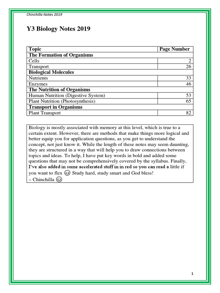 Y3 Biology Notes v3 | PDF