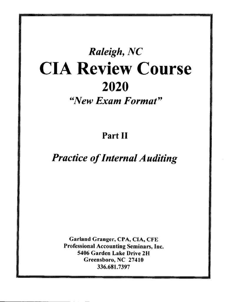 CIAExam Prep Review 2020 Part 2 | PDF