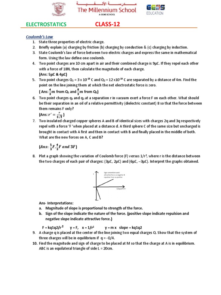 1 Electrostatics | PDF